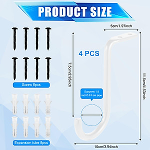 4pcs Closet Rod Hangers, U-Shaped Closet Rod Center Support Wall Mount Closet Rod Heavy Duty Metal Bracket Wall Mount Rod Holders Clothes Storage Supply for Closet Shelf Rod (White)