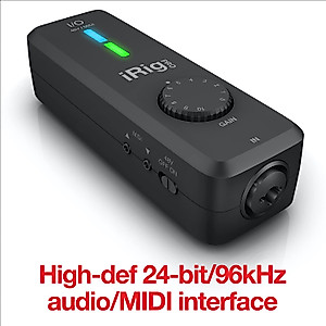 IK Multimedia iRig Pro I/O audio interface for iPhone, iPad, Mac, iOS and PC with USB-C, Lightning and USB cables, 24-bit, 96 kHz recording and guitar, bass and XLR mic inputs