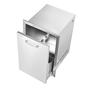 VEVOR Outdoor Kitchen Trash Drawer 16Wx22Hx16 D, Propane Tank Drawer, Stainless Steel Pull Out Trash Drawer with Handle, Outdoor Kitchen Cabinets Trash Can Pull Out, Outdoor BBQ Island Trash Bin