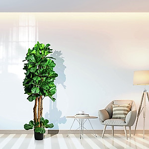 Fake Fiddle Leaf Fig Tree, Indoor Outdoor Artificial Trees Fake Plants for Hotels, Gardens, Offices and Home