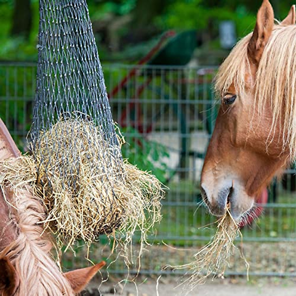 4 Pcs Slow Feed Hay Net Hay Feeder Hay Bag Hay Net for Horses Slow Feeder Haynet 40 Inch Length with 2 Inch Holes Hanging Horse Feed Net for Horses Goat Cattle Equine Stalls Barn Supplies (Black)