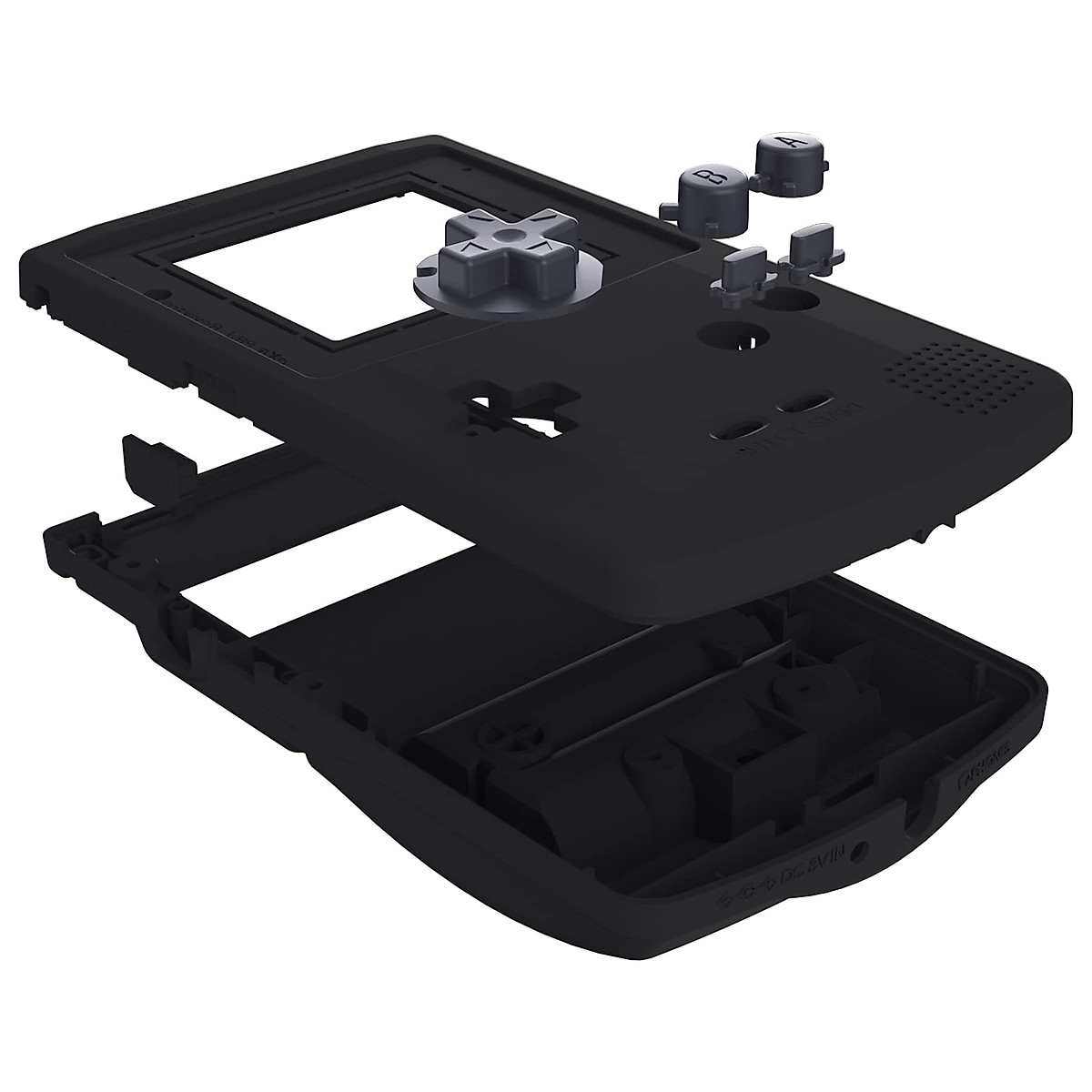 IPS Ready Upgraded eXtremeRate Black Replacement Shell Full Housing Cover & Black Screen Lens for Gameboy Color – Fit for GBC OSD IPS & Regular IPS & Standard LCD – Console & IPS Screen Without