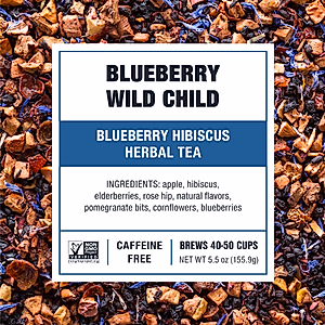 Tiesta Tea - Blueberry Wild Child, Loose Leaf Blueberry Hibiscus Herbal Tea, Non-Caffeinated, Hot & Iced Tea, 5.5 oz Tin - 50 Cups, Natural Flavors, Herbal Tea Loose Leaf Blend
