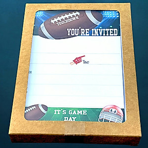 25 Football Theme Invitations With Envelopes, Fill In Style You're Invited, It's Game Day With Field & Baseball Helmet. Invite Cards For Baseball Game Or Baseball Theme Birthdays For Kids & Adults. Thick & Non Coated Cardstock For Use With Any Pen.