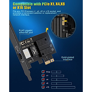 2.5GBase-T PCI Express Gigabit Network Card for Gaming, Streaming, 2.5G/1G/100Mbps PCIe Ethernet Network Adapter RJ45 LAN Controller for PC, Support Windows 10/11, Standard & Low-Profile Brackets