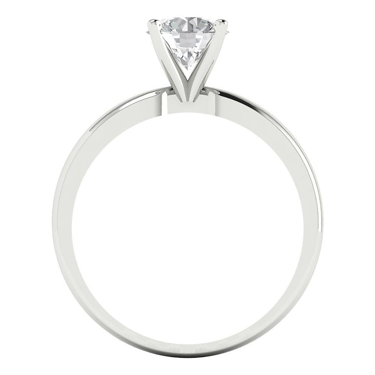1 Ct Brilliant Round Cut Clear Simulated Diamond 14K White Gold Solitaire Engagement Promise Bridal Ring Size 10.25