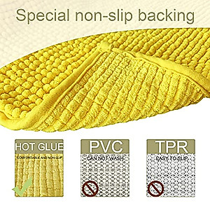 Bathroom Rugs and Mats Sets Yellow 2 Piece Non Slip Super Absorbent Water Bath Floor Rugs,Ultra Soft and Quick Dry Shower Chenille Mats for Bathroom Floor,Tub,Toilet,20x32+16x24 Inch