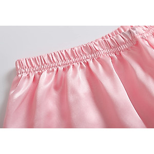 Vopmocld Big Kids Unisex Pjs Set Girls Boys Silk Pajama Sets Satin Clasic Sleepwear Summer 2 Pieces Button Down Nighty, Pink, 12