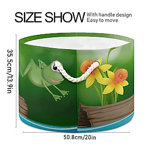 Two Green Frogs Pond Large Storage Basket for Toys Storage Bin Box Kids Laundry Hamper for Nursery Clothes, Toys, Books, Home Decor