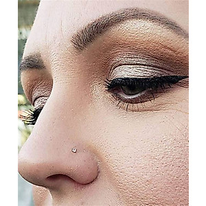 D.Bella 20G L Shaped Nose Studs Surgical Stainless Steel Nose Rings Studs Diamond Nostril Nose Piercing Jewelry Gold