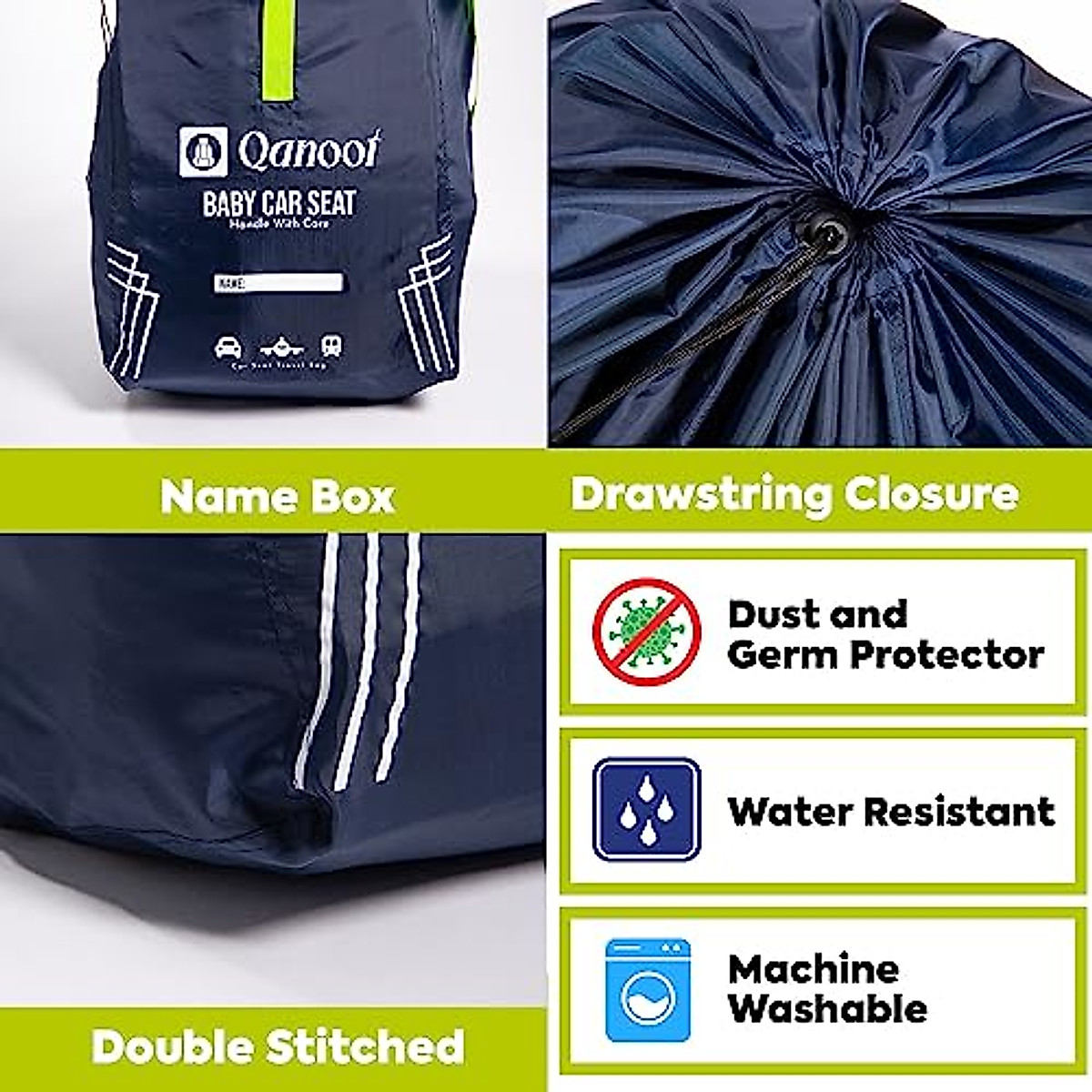 Infant Car Seat Travel Bag for Airplane - Durable Gate Check Bag for Car Seats that fits easily on Convertible Car Seats, Infant Carriers & Booster Seats (Blue).