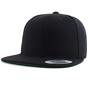 Armycrew Flexfit Oversize XXL Structured Blank Flatbill Snapback Cap - Black - 2XL