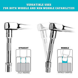 DURATECH Wobble Socket Extension Bar Set, 1/4", 3/8", 1/2" Drive Socket Extension Set, Cr-V Steel, Chrome Plated, Storage Tray Included, 9 PCS