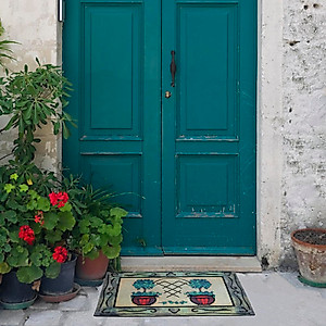 CHICHIC Door Mat, Welcome Mat 18x 30 Inch Front Door Mat Outdoors for Home Entrance Outdoors Mat for Outside Entry Way Doormat Entry Rugs, Heavy Duty Non Slip Rubber Back Low Profile, Pot Plant