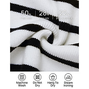 ZESICA Women's Striped Sweaters Half Zipper Long Sleeve Ribbed Knit Loose Oversized Pullover Sweater Tops,White,Large