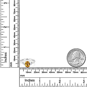 Gem Stone King 10K White Gold Citrine and White Created Sapphire 3-Stone Women's Ring (1.35 Cttw, Checkerboard Cut, Gemstone Birthstone, Available In Size 5, 6, 7, 8, 9)