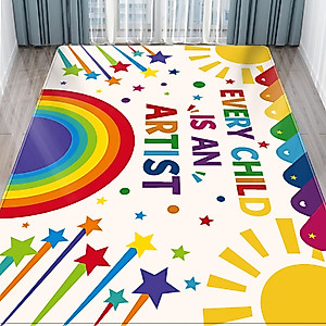 AKASISRUG Rainbow Kids Rug, Washable Colorful Area Rug for Kids Room, Non-Slip Play Mat, Baby Crawling Mat, Kids Floor Mat Carpet Ultra Soft Play Rug for Classroom Playroom Bathroom (78.7X59 INCH)