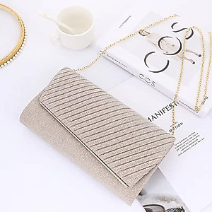 NC ZHANNI Shiny Clutch Purses for Women Evening Bags and Cluthes Flap Envelope Handbags Formal Wedding Party Prom Purse (Beige)