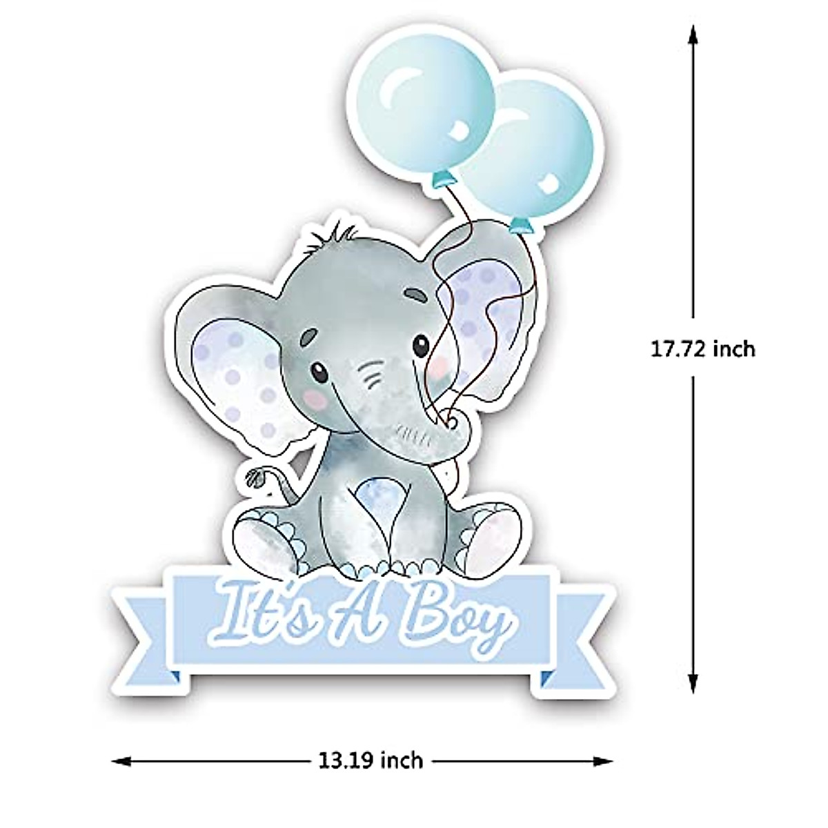 Mirabuy Blue Elephant with Balloons It's A Boy Yard Sign with Stake for Baby Shower Decorations