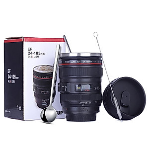 POXIWIN Camera Lens Coffee Mugs,Stainless Steel Camera Lens Cups,Unique Gift Idea for Photographers,Novelty Coffee Mugs for Home Supplies,Men,Women,Christmas