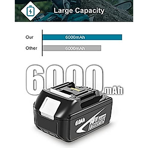 Amityke Battery for Makita 18V Battery 6.0Ah, 4Pack Replacement Batteries Compatible with Makita 18 Volts Battery BL1860 BL1820 1830B 1840B 1850B, Fit with Original Makita 18V Battery Chargers