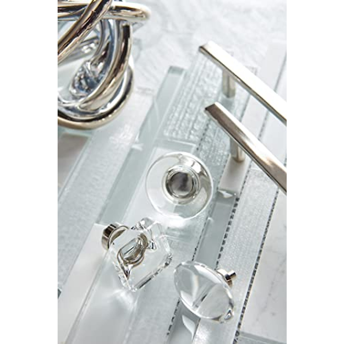 Amerock | Cabinet Pull | Clear/Polished Nickel | 3-3/4 inch (96 mm) Center to Center | Glacio | 1 Pack | Drawer Pull | Drawer Handle | Cabinet Hardware