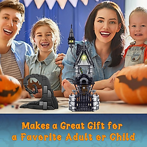 PleySyncz Halloween Haunted Mansion House Building Kit, Before Christmas Building Blocks Set with Glowing Lighting, for Fans and Kids (766pcs)