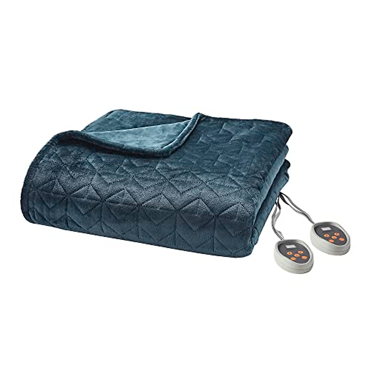 Beautyrest Plush Heated Blanket Pinsonic Quilt Super Soft Electric Throw, Controller with 10 Hours Auto Shutoff and 20 Heat Level Setting, King, Teal