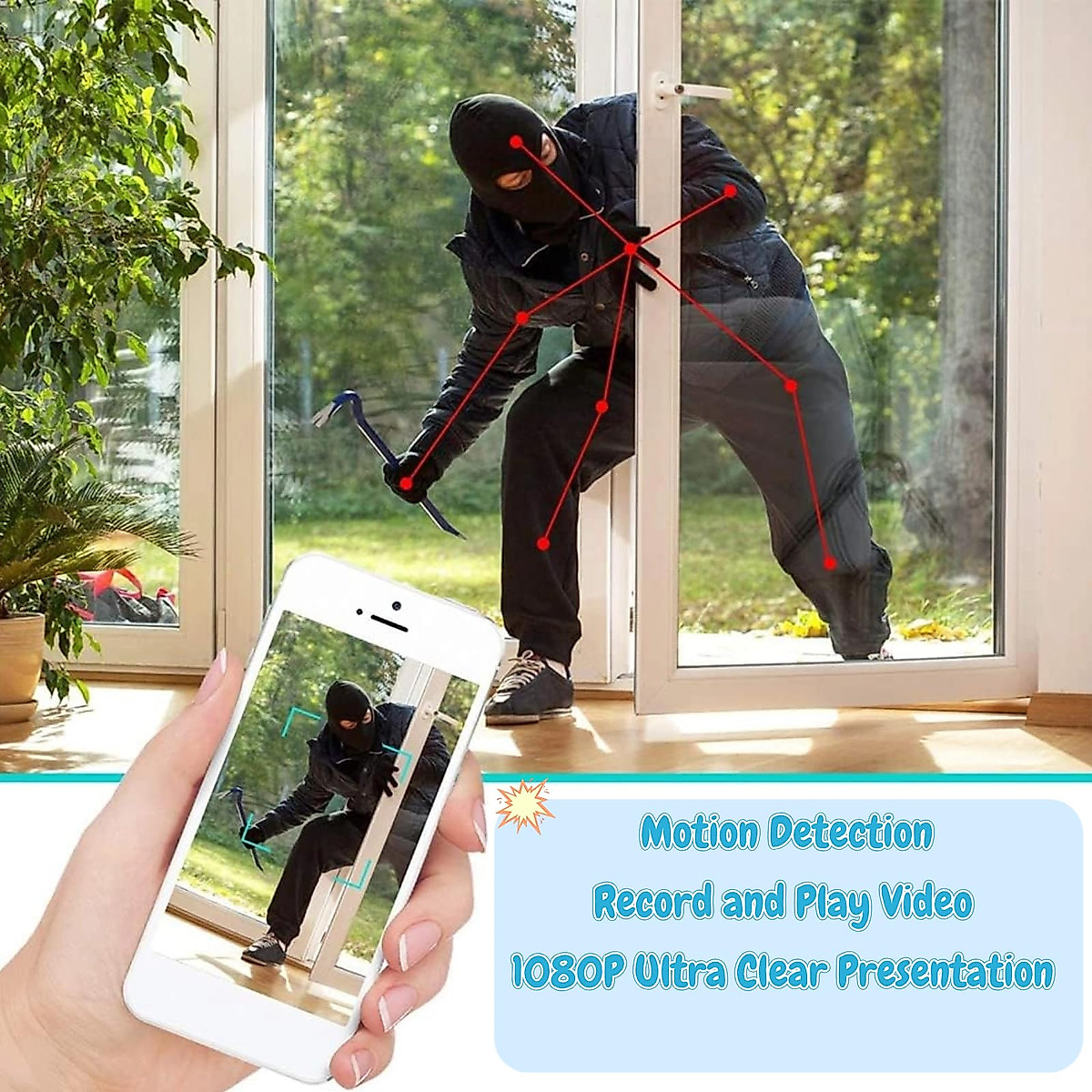 Mini WiFi Camera, 1080p X7 Remote Secret Spy Camera with Small Adjustable Snake Lens, Portable Night Vision Hidden Camera,Record Video, Motion Detection, for Indoor Outdoor