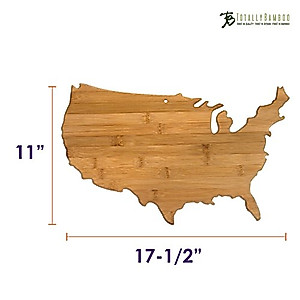 Totally Bamboo United States of America Shaped Bamboo Serving and Cutting Board