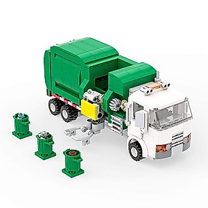 BuildingBoat Garbage Truck Building Kits,Trash Truck Building Blocks with 3 Trash Cans,Sanitation Truck Building Toys(379 Pieces)
