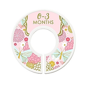 Modish Labels Baby Nursery Closet Dividers, Closet Organizers, Nursery Decor, Baby Girl, Pink, Gold, Confetti, Floral, Flowers