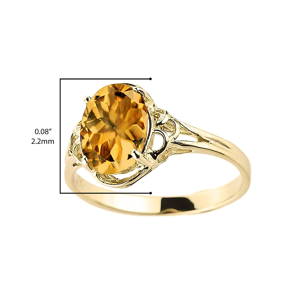Modern Contemporary Rings 10k Yellow Gold November Birthstone Genuine Oval Citrine Gemstone Solitaire Ring - Size 9-3/4