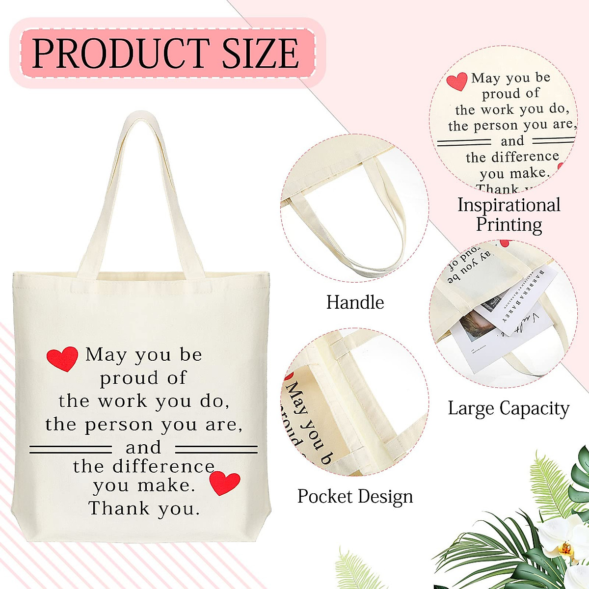 Retirement Gift Canvas Tote Bags Inspirational May You Be Proud of The Work Bag for Women Teacher Nurse Coworker Employee Happy Retirement Appreciation Gift