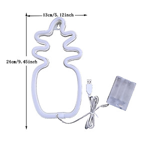 Cakina Musical Birthday That Open LED Pineapple Neon Signs Decor Night Light Warm White Wall Decor Neon Light Signs Battery USB Powered for Room Decoration Led Room Lamp for Bedroom