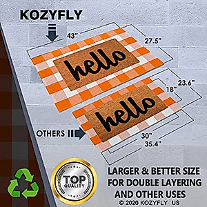 KOZYFLY Buffalo Plaid Rug 27.5x43 Inches Orange and White Checke Rug Halloween Fall Door Mat Woven Cotton Washable Area Rugs Door Mat Outdoor Entrance for Front Porch Entryway