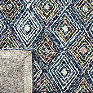 SAFAVIEH Aspen Collection Area Rug - 5' x 8', Blue & Gold, Handmade Boho Wool, Ideal for High Traffic Areas in Living Room, Bedroom (APN810M)