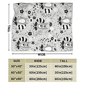 Cute Raccoon Throw Blanket Super Soft Warm Bed Blankets for Couch Bedroom Sofa Office Car, All Season Cozy Flannel Plush Blanket for Girls Boys Adults, 60"X50"