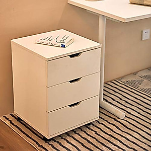 VICLLAX 3 Drawer Wood Mobile File Cabinet Under Desk Storage Assemble Needed with Casters for Home Office, White