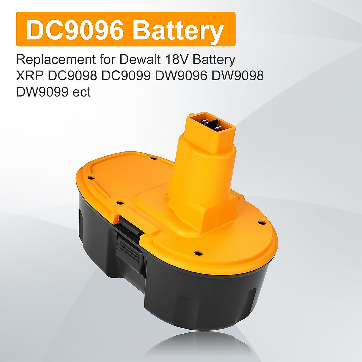 Amsbat 2 Packs 4500mAh High Capacity Ni-Mh DC9096 DC9098 DC9099 DW9096 Battery Replacement for Dewalt 18V Battery XRP Compatible with Dewalt 18 Volt Battery DW9098 DW9099 DE9095 DE9098 DE9091(Yellow)