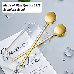 8 PCS 6.7 Inch Plated Stainless Steel Espresso Spoons, lyfLux Stirring Spoons Mini Teaspoons Set for Coffee Sugar Dessert Cake Ice Cream Soup Antipasto Cappuccino (Gold)