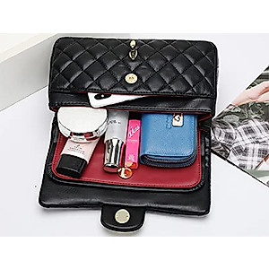 MIDUNU Crossbody Bags for Women Handbags Leather Shoulder Bag Ladies Purse Evening Wallets Luxury Quilted Satchels (Pink Quilted Bag)