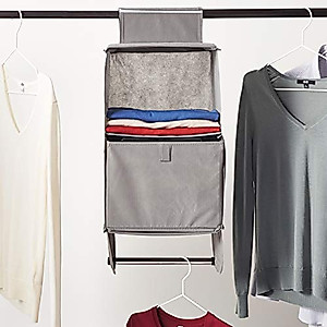 HOMZ Clothes Bar and Drawer, Grey 2 Shelf Hanging Closet Organizer (3817402)