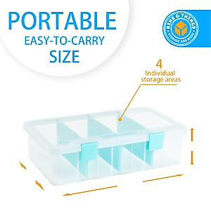 Bins & Things Storage Container with Organizers - 8 Compartments - Blue - Craft Storage/Craft Organizers and Storage - Bead Organizer Box/Art Supply Organizer