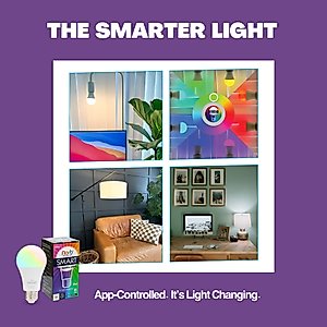 NorbSMART Smart Light Bulb LED - Color Changing Light Bulbs, Tunable Day and Night Spectra, Works with Alexa, Echo & Google Home Assistant, 9W, A19, E26, Dimmable, No Hub Required, Multicolor, 1-Pack