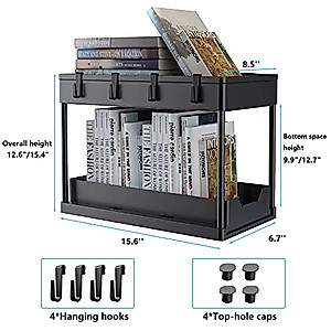 Under Sink Organizers and Storage - Adjustable Height Sliding 2-Tier Pull Out Drawer Rack Multi-Purpose Under Sink Shelf Organizer for Kitchen Bathroom Under Counter Cabinet Storage (Dark Black-2pcs)