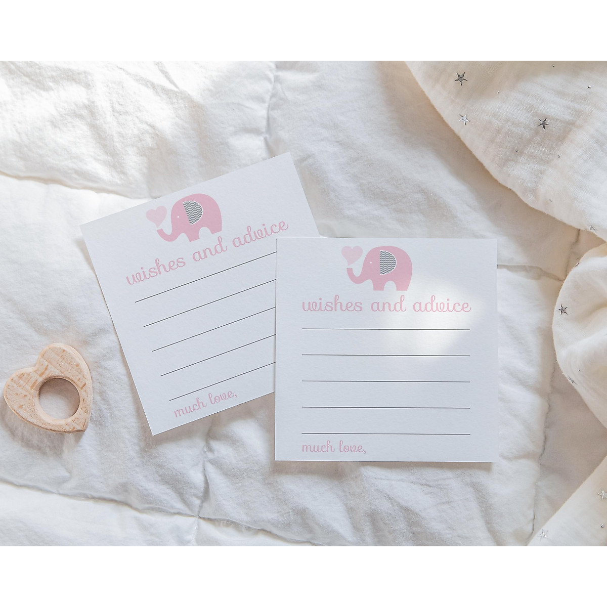 Pink Elephant Advice Cards, 25 Pack - Fun Baby Shower Game, Best Wishes Graduation Congratulations New Parents Advice Guest Book Alternative Birthday Time Capsule Cute Party Ideas