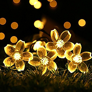 Fairy Lights Christmas Decorative Flower String Lights 33 Feet 100 LEDs, 8 Flash Modes with Tail Plug Connectable Cherry Flower Decorations Novelty Light for Party, Patio, Wedding, Home and Garden