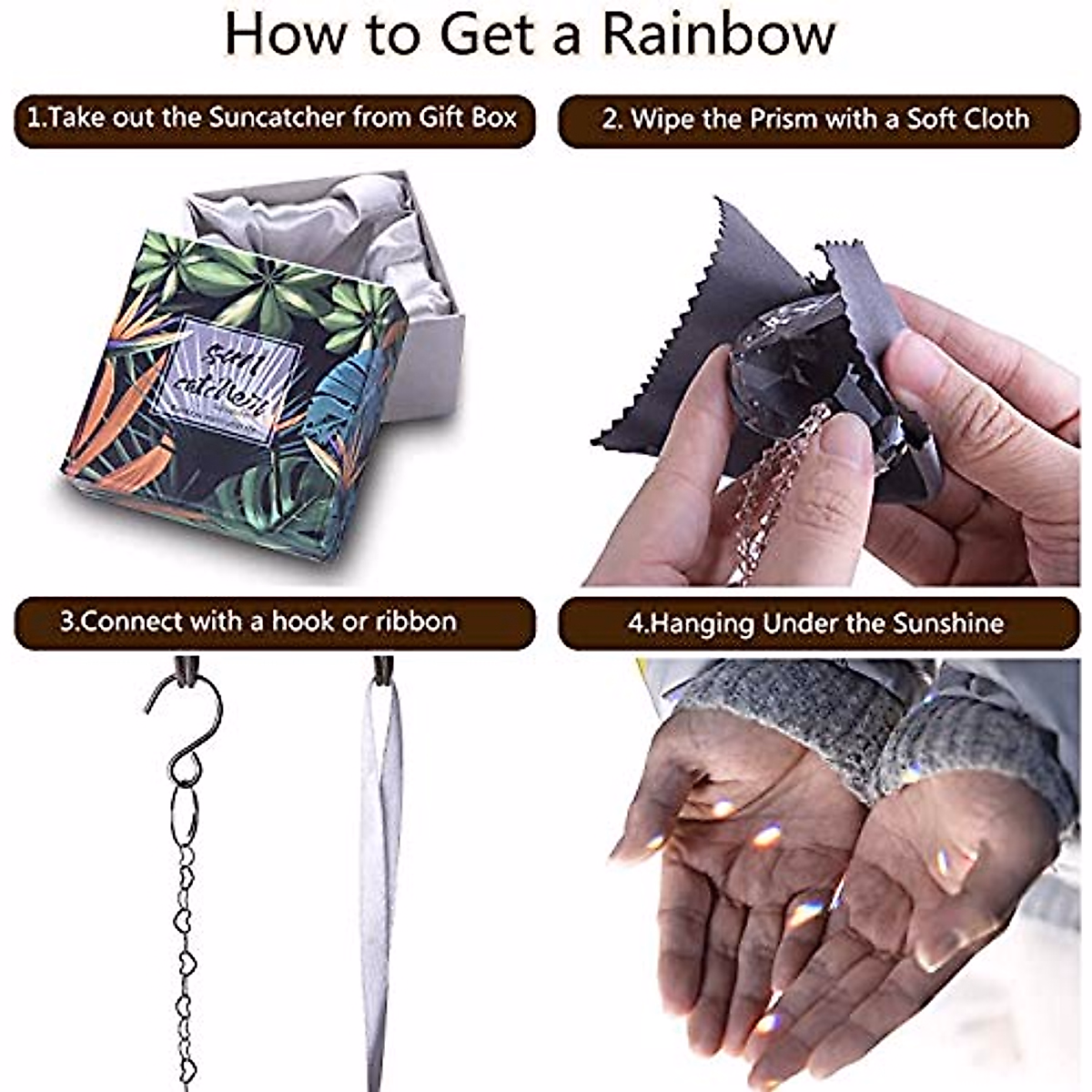 H&D HYALINE & DORA Suncatcher Window Hanging Tree of Life Heart Shaped Crystal Ball Prism Drop Pendant