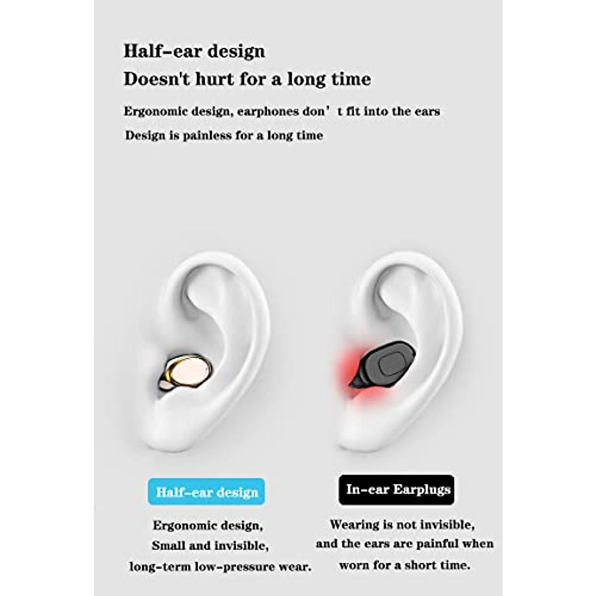 AIYIBEN Wireless Headphones Portable Bluetooth Single Earbuds Smallest Cordless Hands-Free Mini Earphones Headset with Mic & Noise Reduction for Phones (Skin)